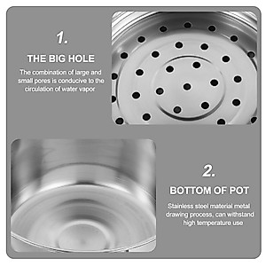 YARNOW Stainless Steel Steamer Pot 2 Tier Food Steamer Double Layer Metal Cooking Steamer Support for Stove and Induction for Tamale Vegetable Dumpling and Seafood 18cm