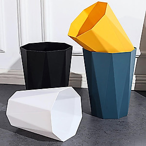 WEECRON Trash Can Bathroom Waste Basket Plastic Diamond Shape 2.6 Gallon (2 Pack, Black)