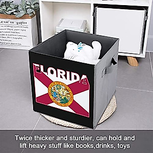 Florida State Flag Large Cubes Storage Bins Collapsible Canvas Storage Box Closet Organizers for Shelves