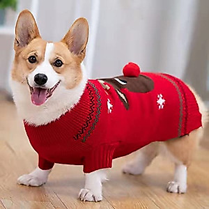 HRTTSY Christmas Dog Sweater Funny Ugly Xmas Cute Reindeer Puppy Turtleneck Sweaters Holiday Costume Fall Winter Warm Pullover Outfits Pet Clothes for Small Medium Large Dogs Cats(Red Reindeer,M)