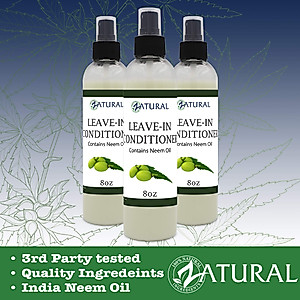 Zatural Neem Leave-In Conditioner (8 Ounce) Moisturizing conditioner for healthy hair and scalp.