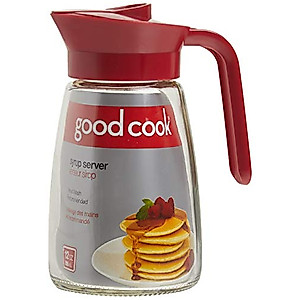 GoodCook 12 oz. Glass Syrup Dispenser with Lid, Clear/Red