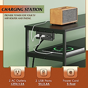 WLIVE Led Dresser for Bedroom, Black Dresser TV Stand for Bedroom with LED Lights and Power Outlet, Wide Chest of Drawers with Open Shelves for Entryway, 6 Fabric Drawers and Wood Top for Living Room