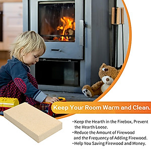 dndsim 12PCS Woodstove Firebricks, Fire Bricks, Size 9" X 4-1/2" X 1-1/4", Fire Bricks for Wood Stove, Fireplaces, Brick Fireplace