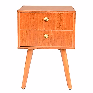 ODIKA Nightstand with Drawer/Bedside Table/End Table/Accent Table/Brown Side Table