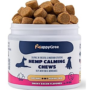 Best Natural Health Supplements for Dogs, Various Formulas & Benefits - Vet Recommended, 170 Natural Soft Chews - Smoky Bacon Flavor, Made in The USA (Hemp Calming)