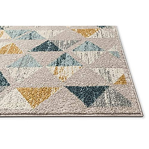 Well Woven Mystic Simone Gold Modern Geometric 5'3" x 7'3" Distressed Area Rug