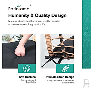 Patiorama Outdoor Bar Stools Set of 4, Patio Counter Height Stools & Bar Chairs w/Footrest, Hand-Woven Armless Beige Rattan Bar Set Patio Furniture for Garden,Pool, Indoor,Cafe,Kitchen(Black Cushion)