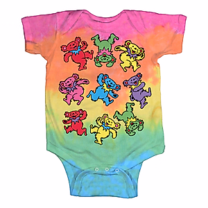 Liquid Blue unisex baby Grateful Dead Spiral Dancing Bears Onesie T Shirt, Tie/Dye, 0-6 Months US