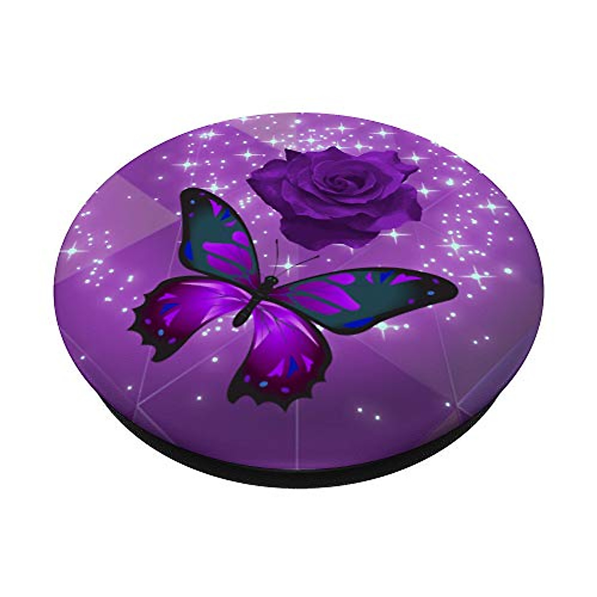 Rose Flower Cell Phone Button Pop Up Holder Purple Butterfly PopSockets PopGrip: Swappable Grip for Phones & Tablets