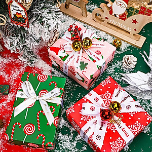 WRAPAHOLIC Christmas Wrapping Paper Roll - Red, Green and Pink Christmas Gnome Elf Holiday Collection - 4 Rolls - 30 Inch x 120 Inch Per Roll