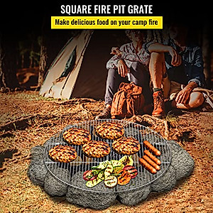 VEVOR Fire Pit Grates, Foldable Round Cooking Grate, Stainless Steel Tight Grid Campfire BBQ Grill with Portable Handle for Outdoor Picnic Party & Gathering, Silver (36 inch-No Handle)