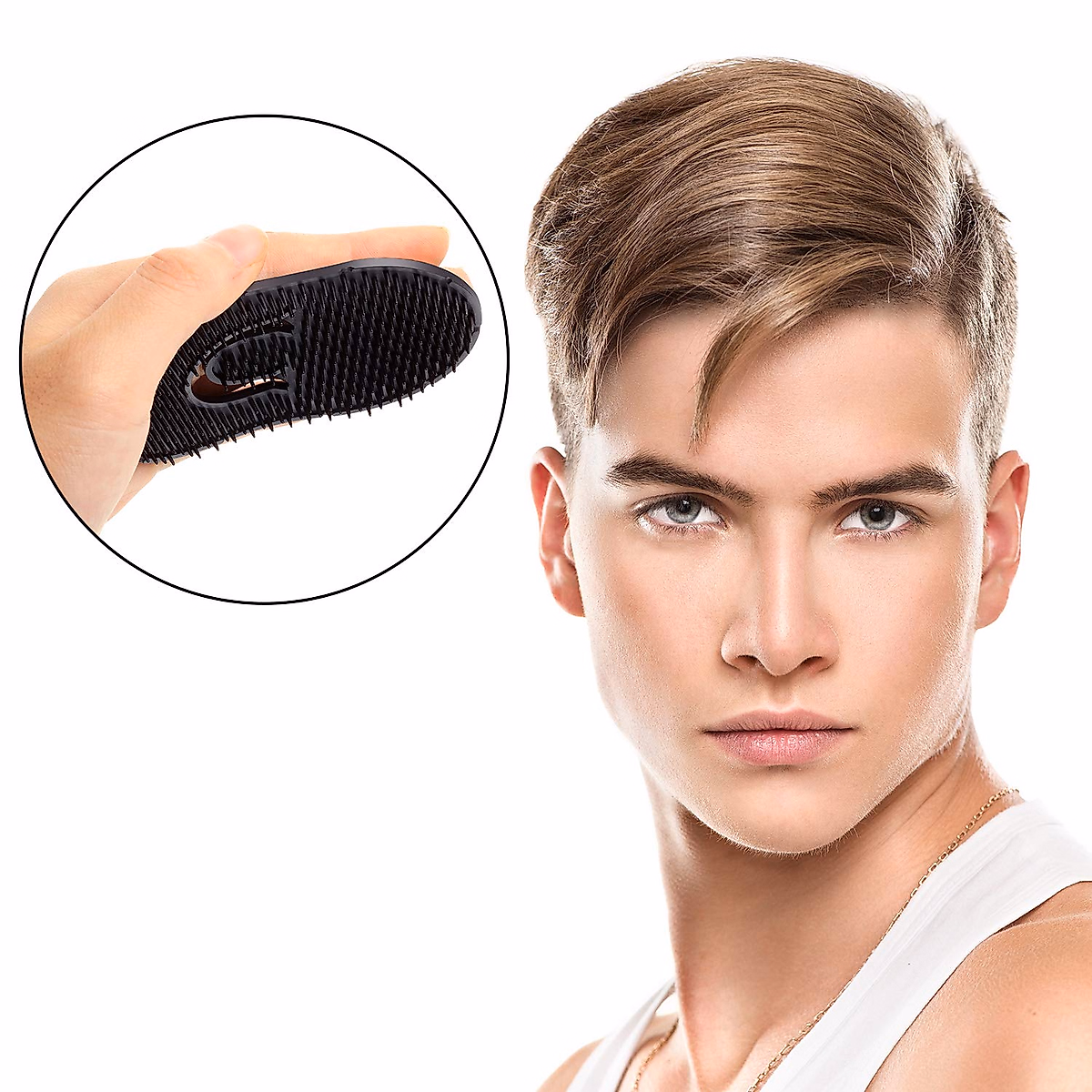 6 Packs Pocket Palm Combs, Shampoo Comb, Massager Hair Brush Comb, Scalp Massager Brush Comb (Black)