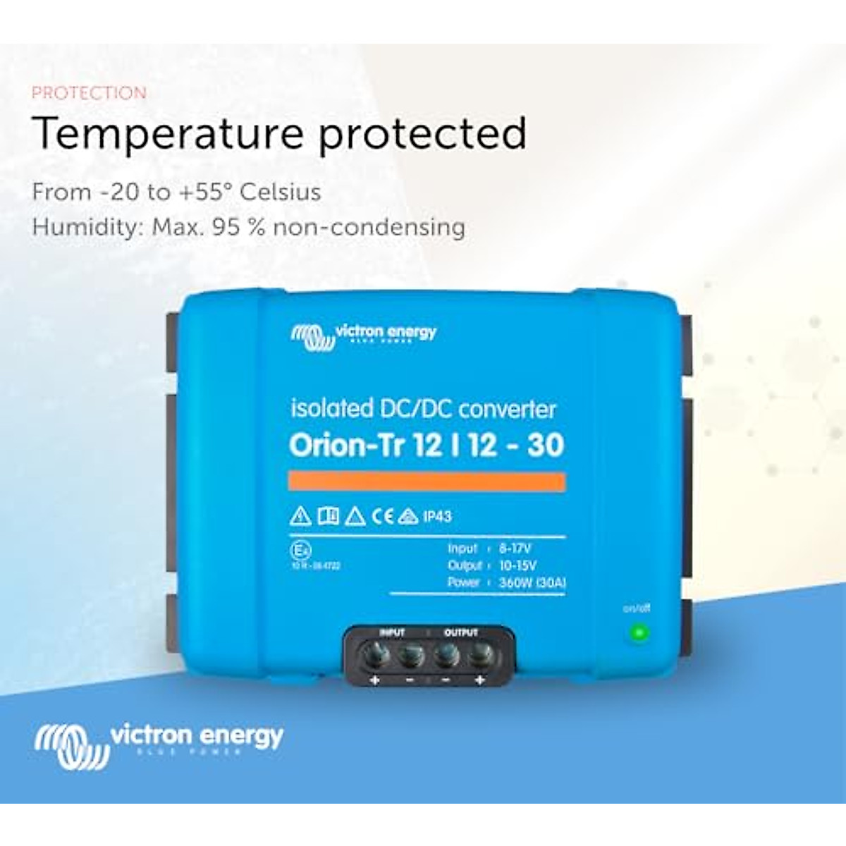 Victron Energy Orion-Tr IP43 12/12-Volt 30 amp 360-Watt Isolated DC-DC Converter