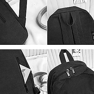 Hoce Corduroy Backpack Purse Rucksack Daypack with Anti-theft Back Pocket for Women Girls, Black