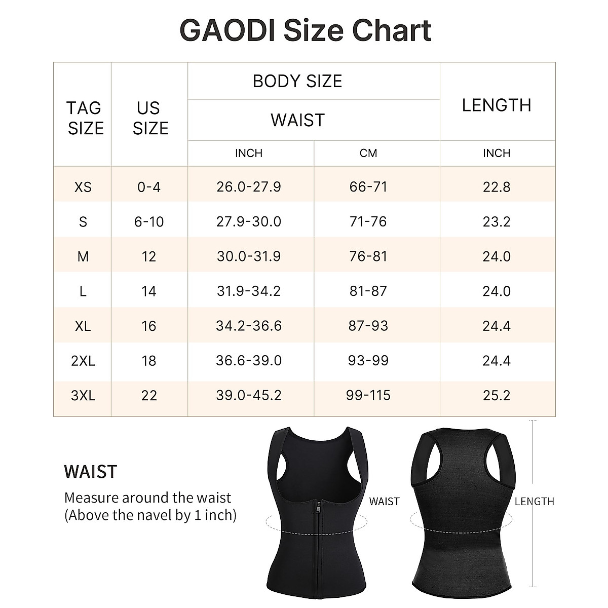 GAODI Women Waist Trainer Vest Slim Corset Workout Sweat Tank Top Zipper Compression Shirt Sauna Suit Body Shaper