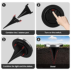 24 Pack Solar Ground Lights Outdoor Waterproof, 8LED Pathway Lights Solar Powered, Solar Disc Outdoor Garden In-Ground Lights for Yard Pool Patio Deck Garden Pathway Landscape Lighting (Warm Light)