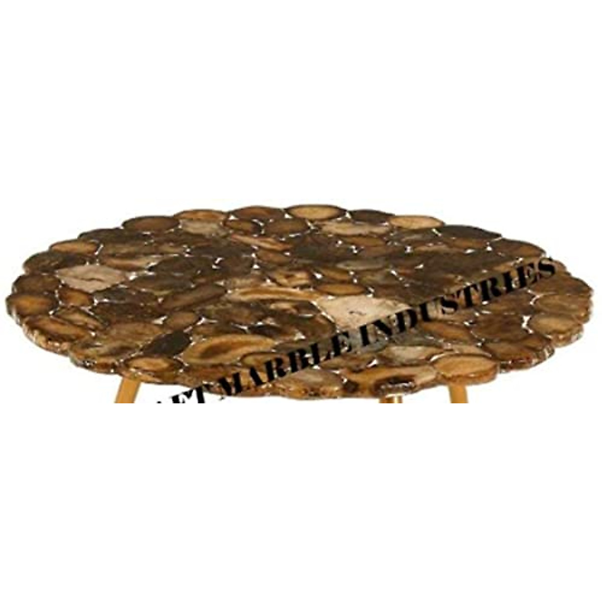 Natural Brown Agate Stone Round Wavy Edge Shape Coffee Table Top, Natural Brown Agate Stone Centre Table Top, Brown Agate Flower Shape Dining Table Top, Piece Of Conversation, Family HeirLoom