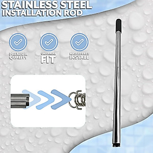 Poolzilla 24" Stainless Steel Installation Rod for Brass Anchors, Easily Install and Remove Spring for Pool Opening and Closing