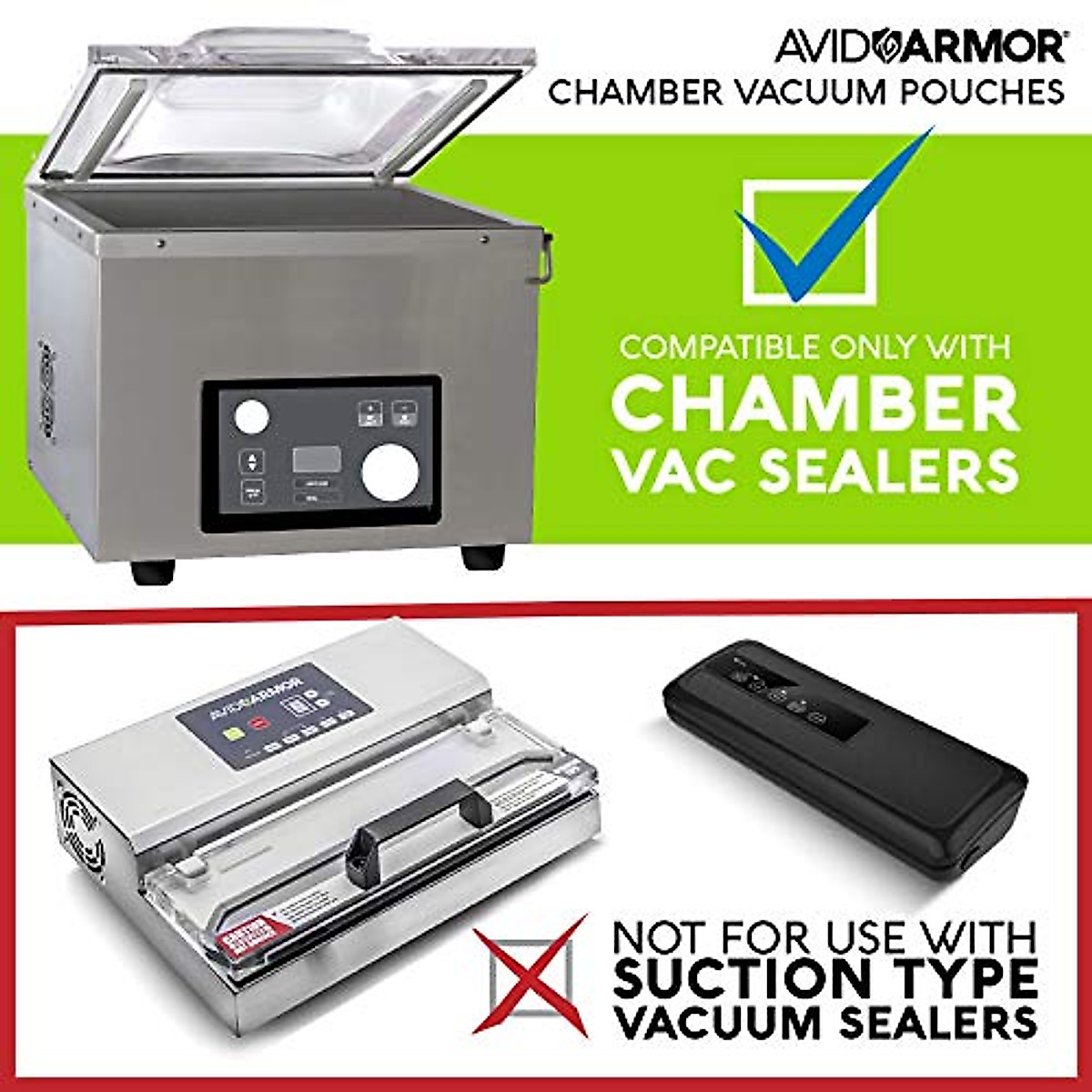 Avid Armor – Chamber Machine Pouches, Pre-Cut Chamber Vacuum Sealer Bags, Heavy Duty Seal Pouch, BPA-Free Chamber Sealer, 11 x 10 inches, Pack of 250 Vacuum Chamber Pouches