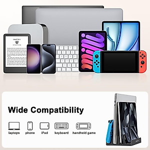 JARLINK Adjustable Vertical Laptop Stand, Desktop Stand Adjustable Laptop Holder with 2 Slots (up to 17.3 inches), Compatible with All MacBook Pro/Air/Microsoft Surface, Newly Designed, (Black)