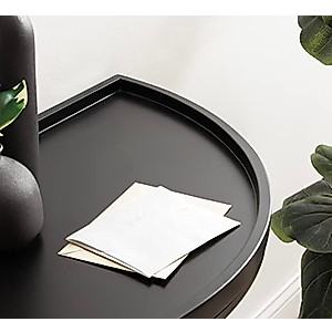 Kate and Laurel Dorrah Modern Round Console Contemporary Half-Circle Entryway Table for Storage, Organization, and Display, 28x14x30, Black