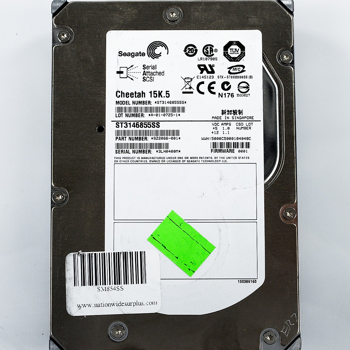 Seagate Cheetah 146GB SAS ST3146855SS 15K Hard Drive