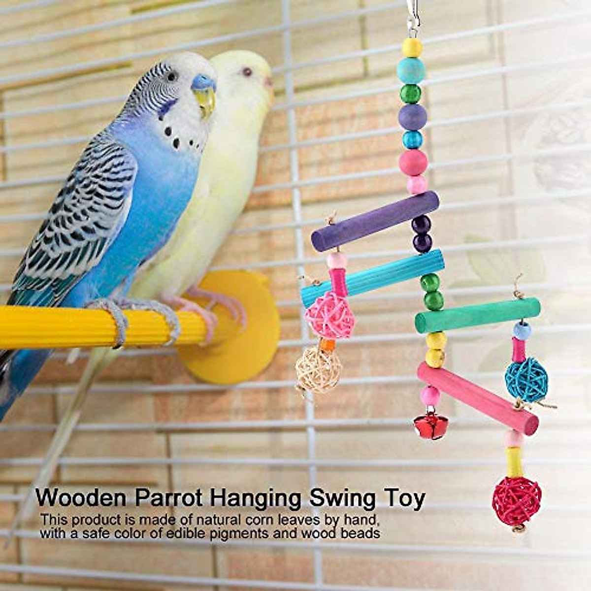 Bird Toys Natural Wooden Parrot Hanging Swing Toy Suitable for Medium and Small Parrots & Birds