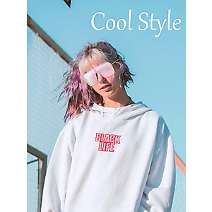 Weewooday 4 Pairs Siamese Sunglasses Mirror Flat Top Sunglasses Oversized Stylish Classic Rimless Sunglasses Eyewear for Women Men