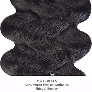 Hair Extensions, Wigs & Accessories Peruvian Body Wave 3 Bundles With 4 * 4 Closure Free Part 100% Human Hair Non Remy Human Hair Wave for Women (Length : 18 20 20Cl16, Part Design : FREE PART)