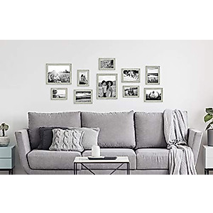 MCS Gallery Essential Picture Frames, Photo Gallery Wall Frame Set with 4 x 6 Inch, 5 x 7 Inch, and 8 x 10 Inch Frames, Gray Woodgrain, 10 Piece
