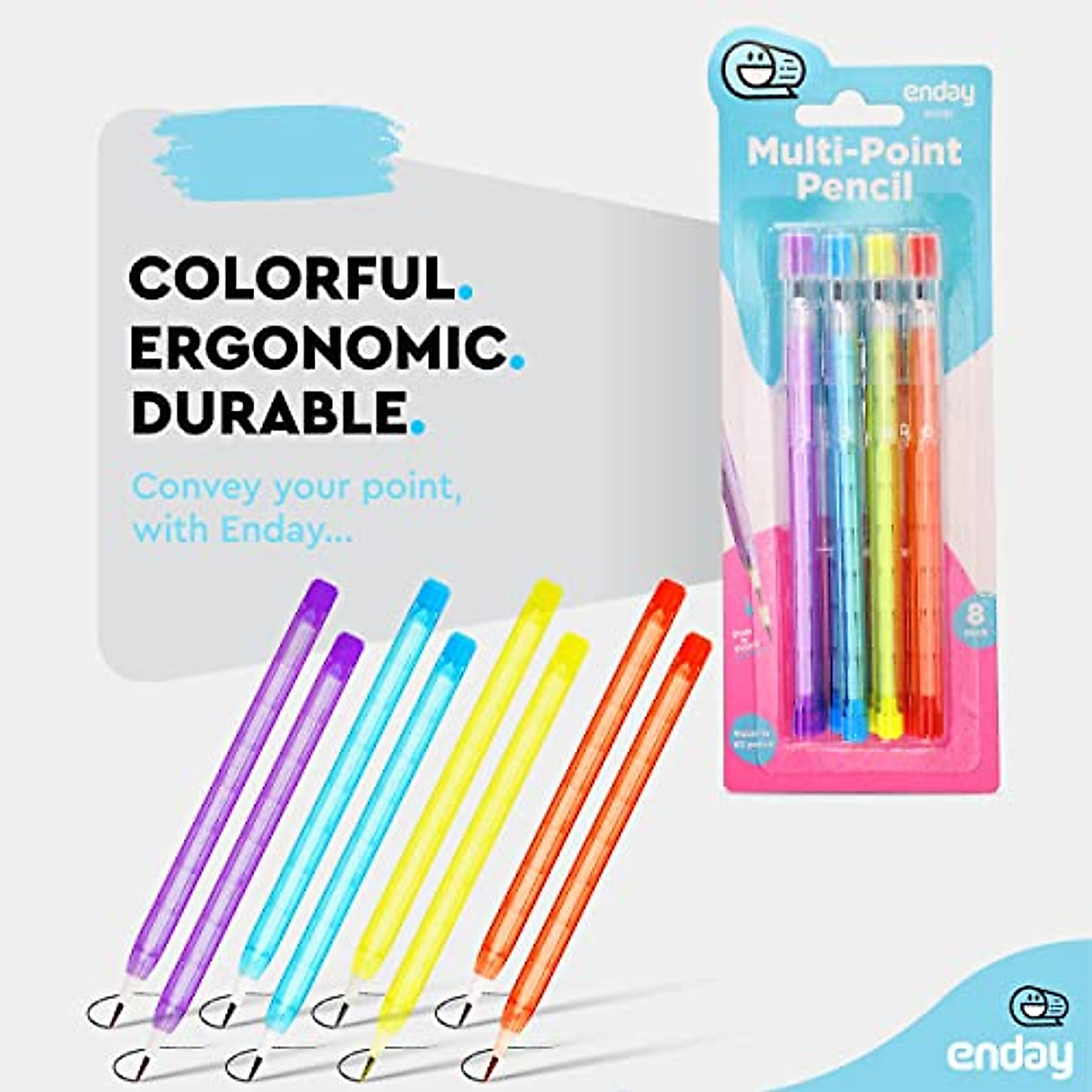Emraw No 2 HB Translucent Pencils Multipoint Non-Sharpening Stackable Pencil with Matching Eraser (Pack of 16) - for Girls, Kids, Students, Teachers, Office