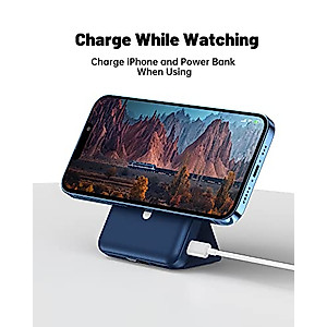 Yiisonger Magnetic Wireless Portable Charger, Foldable 10000mAh Battery Pack with USB-C Cable LED Display, Magnetic Power Bank 22.5W PD Fast Charging for iPhone 15/14/13/Pro/Mini/Pro Max (Blue)