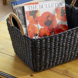 Deco 79 Eclectic Banana Leaf Storage Basket, Set of 2 18", 16"W, Black