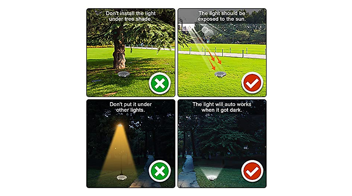 Foxdott 8 LED Solar Garden Lights - Waterproof Outdoor Landscape Lighting