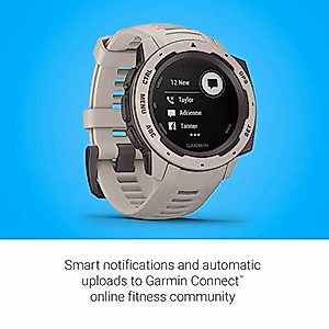 Garmin 010-02064-01 Instinct, Rugged Outdoor Watch with GPS, Features GLONASS and Galileo, Heart Rate Monitoring and 3-axis Compass, Tundra, 1.27 inches (Renewed)
