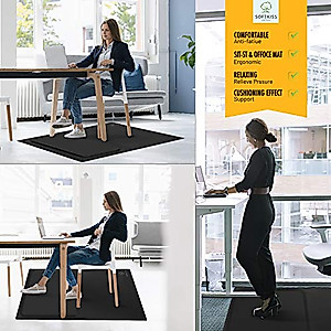 Anti-Fatigue Standing Office Chair Mat for Hardwood Floor with Cushioned Foam Foot Support, 48” x 36” Desk Chair mat, Scratch Resistant and Waterproof Anti-Slip Surface, Soft Ergonomic Cushion