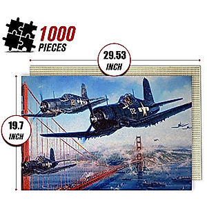 Wood Puzzle 1000 Piece, Aircraft Puzzles, World War 2 Aircraft Puzzle,Fighter Aircraft Retro Pattern
