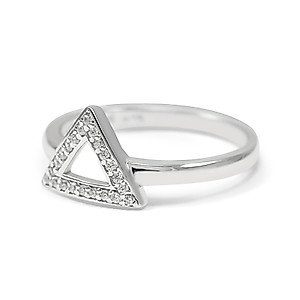 The Collegiate Standard Delta- Geometric inspired Triangle Sterling Silver Ring with CZs (5)