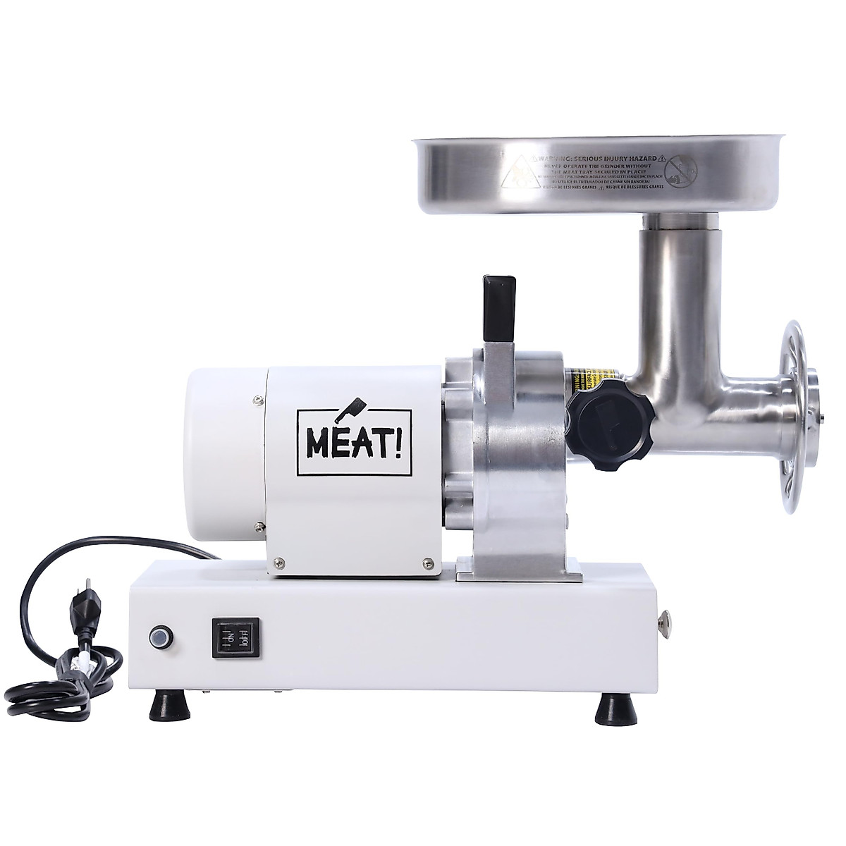 MEAT! .5 HP Dual Meat Grinder with 3 Stuffing Tubes, 2 Stainless Steel Grinding Plates, and a Stainless Steel Stuffing Plate for Making Ground Meat