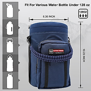 NATURE PIONEOR Insulated Water Bottle Holder with Shoulder Strap for One Gallon 128OZ Sports Water Jugs Bottles, Carrier/Pouch Sleeve for Outdoor Camping, Hiking,Gym