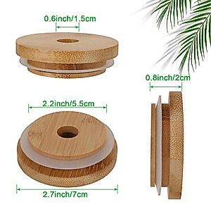 MIVIDE 16 Pack Bamboo Lids for Beer Can Glass, Leakproof Reusable Jar Lids with Straw Hole, 70mm Natural Wooden Bamboo Lids for Mugs and Jars