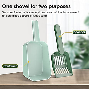 MEREN Cat Litter Scoop with Holder,Plastic Cat Litter Scooper,Deep Shovel,Large Capacity,Cat Scooper for Litter Box with Stand, Great for Scoop Away Cat Litter,Poop Sifting,Durable and Cute(Green).