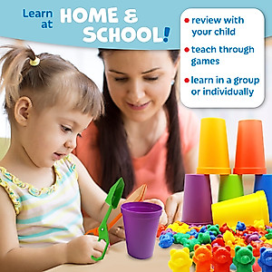 Skoolzy Preschool Activities - Lacing Beads for Kids and Rainbow Counting Bears - Montessori Toys for Toddlers Occupational Therapy Fine Motor Skills Toys Autism OT