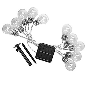 SOLUSTRE Solar Light Outdoor, 2. 5M 10LED Retro Bulbs String Lights Energy LED Waterproof Warm White Lamps for Festival Party Home Garden (Black)