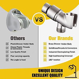 All Metal Handheld Shower Head Holder, Adjustable Shower Wand Holder with Universal Shower Arm Mount and Brass Pivot Ball, for Connecting Shower Arm and Shower Hose