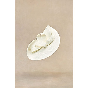 BABEYOND Tea Party Fascinator Kentucky Hat Women’s Fascinator Straw Derby Pillbox Hat for Cocktail Wedding Off-White