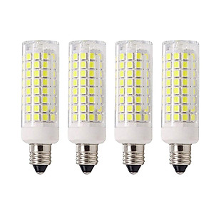 10W E11 Mini Ceramic Corn Light Bulbs- 102 LEDs 2835 SMD 1000lm Daylight White 6000K LED Corn JDE11 Lamp 70W Equivalent for Ceiling Fan, Sconce, Cabinet, Dimmable, 120V(No fit E12) (4 Pack)