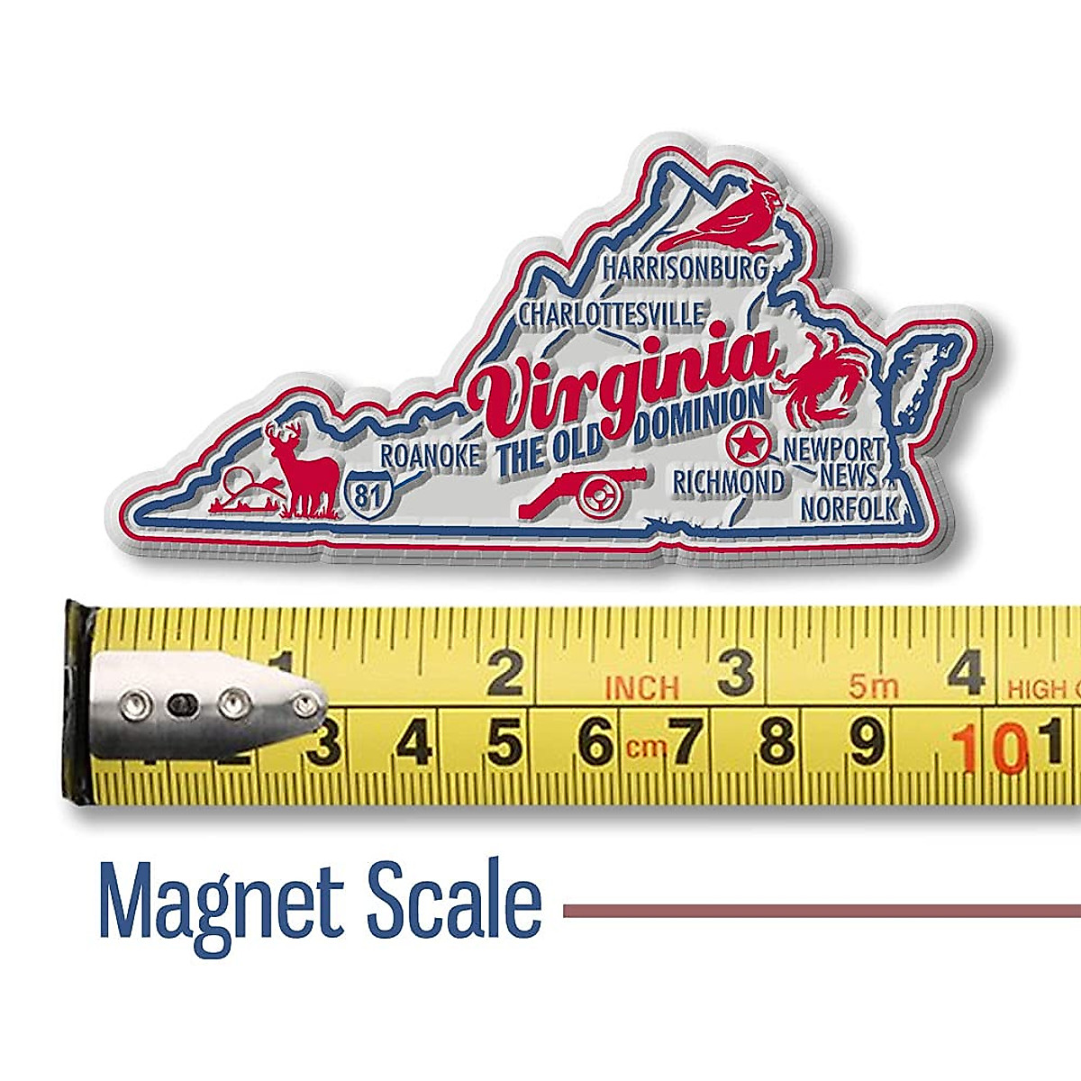 Virginia Premium State Magnet by Classic Magnets, 2.9" x 2.7", Collectible Souvenirs Made in The USA