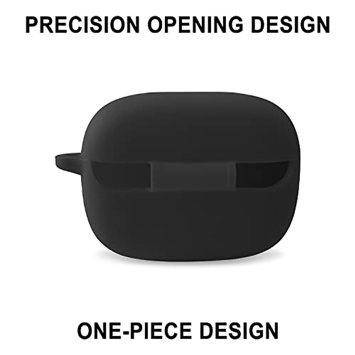 Geiomoo Silicone Carrying Case Compatible with JBL Vibe 200TWS, Portable Scratch Shock Resistant Cover with Carabiner (Black)